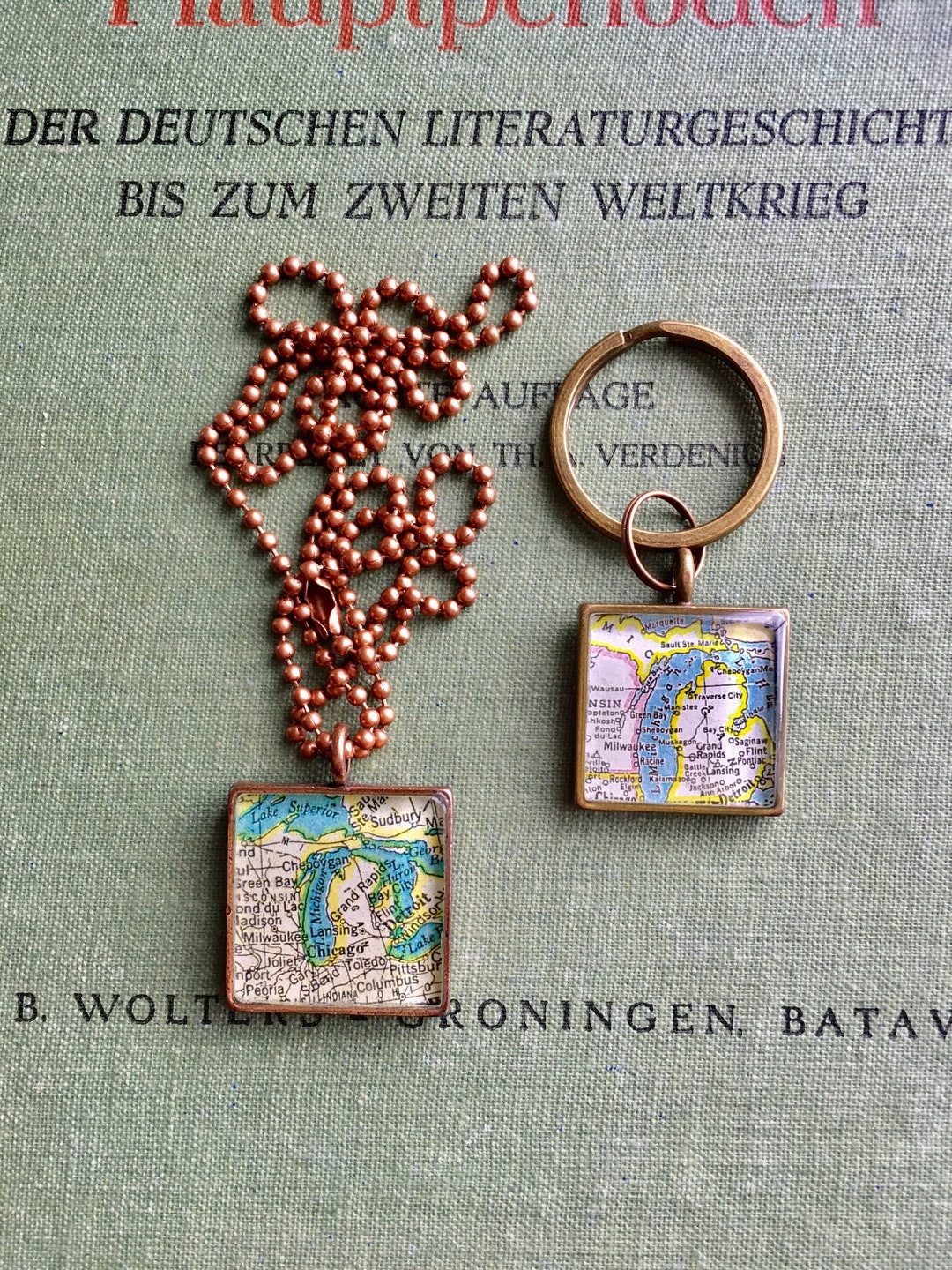 Personalized Map Necklace. Custom Order Jewelry. Handmade Map Keychain ...