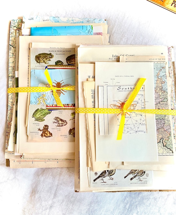 Large Collage Kit.vintage Paper Bundle.maps Illustrations - Etsy