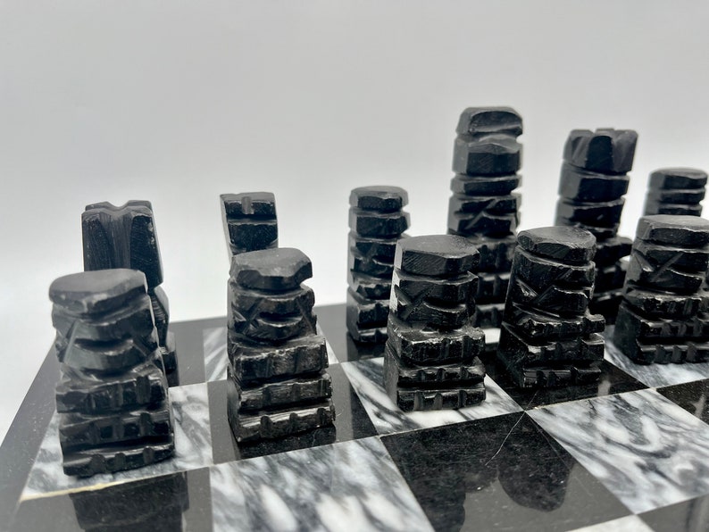 Black and Grey Marble Chess Set - Etsy