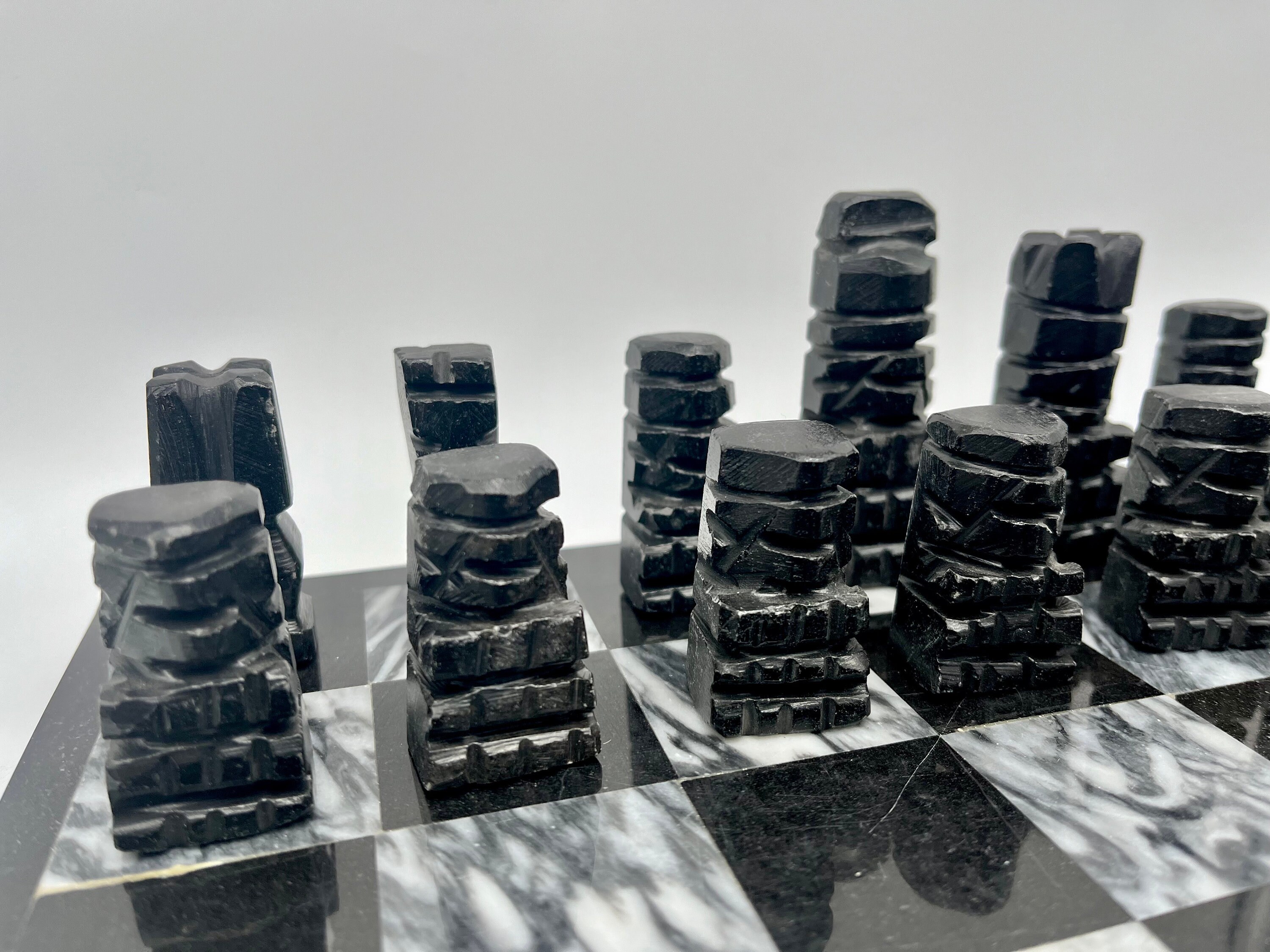 Black and Grey Marble Chess Set - Etsy