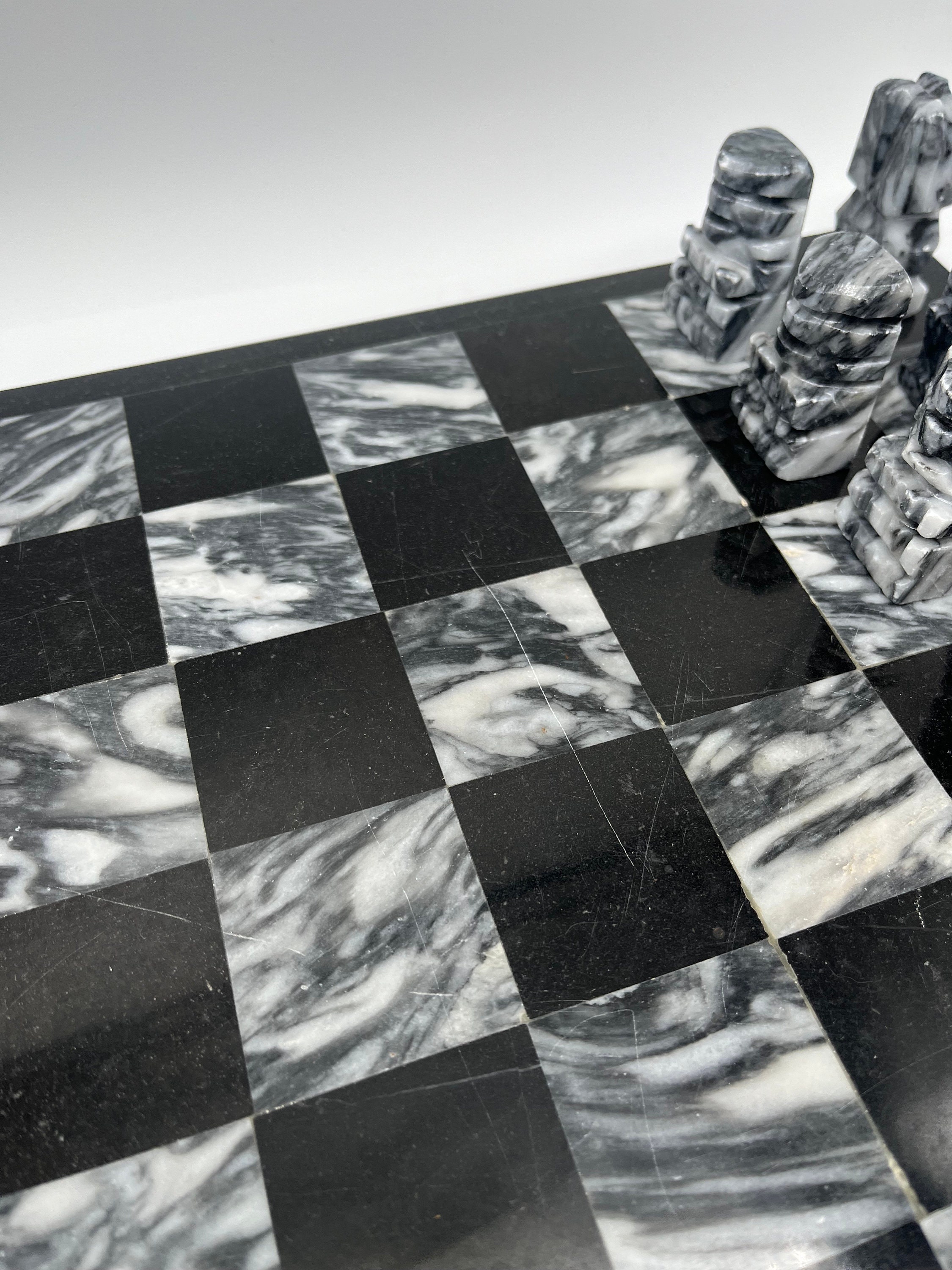 Black and Grey Marble Chess Set - Etsy