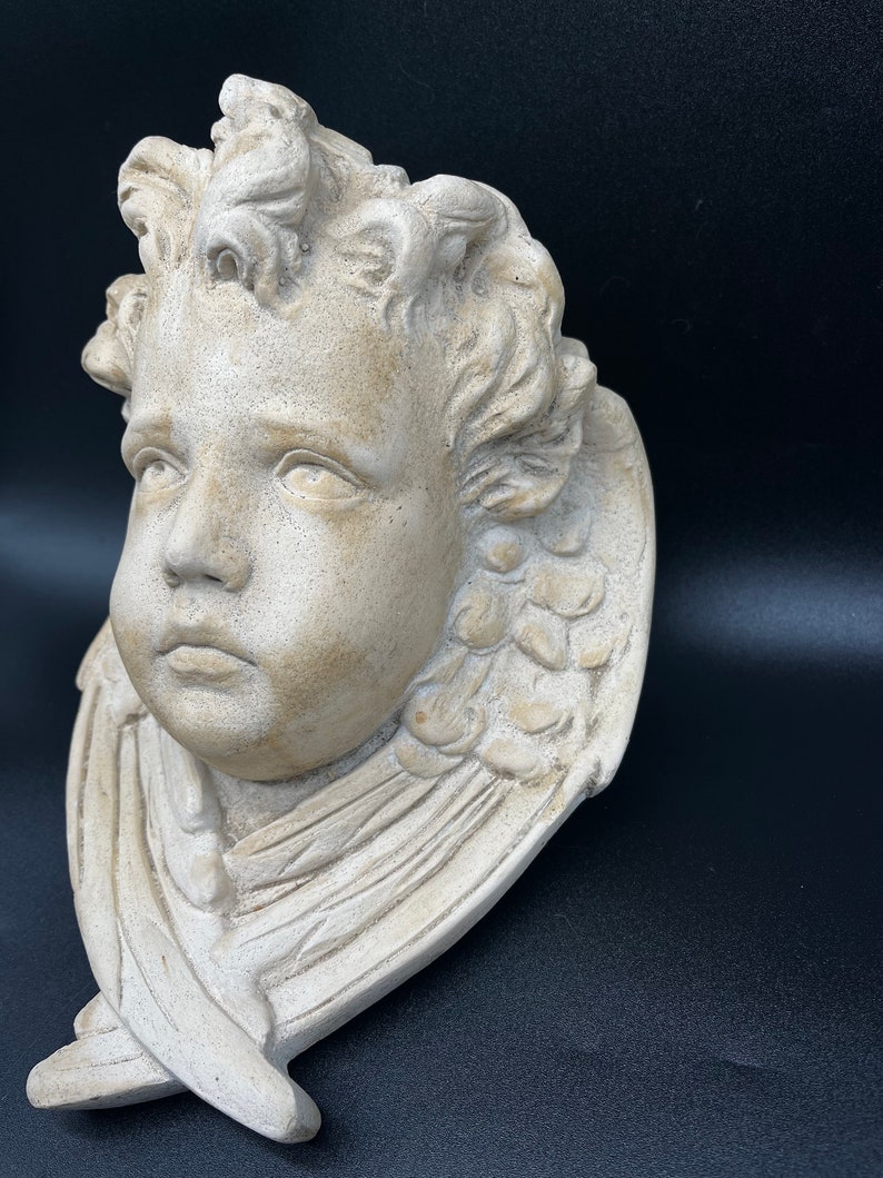 Plaster Cherub Encircled With Wings Wall Pedistal - Etsy