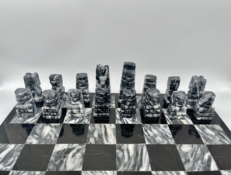 Black and Grey Marble Chess Set - Etsy