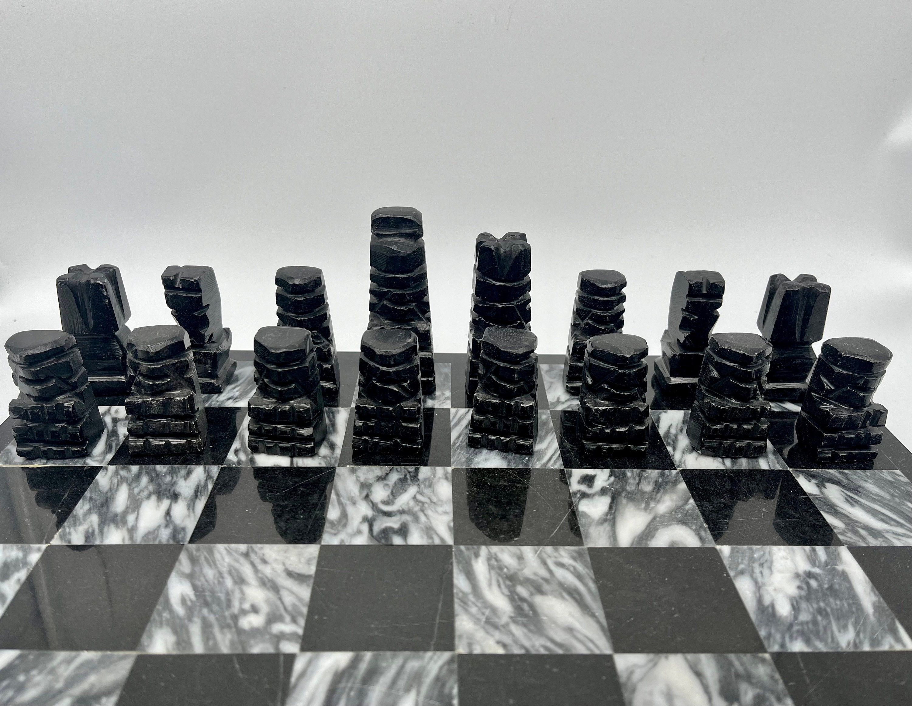 Black and Grey Marble Chess Set - Etsy