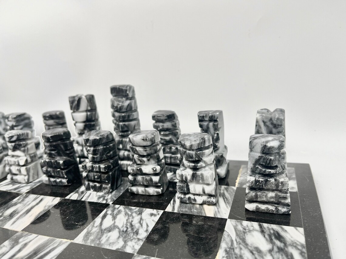 Black and Grey Marble Chess Set - Etsy