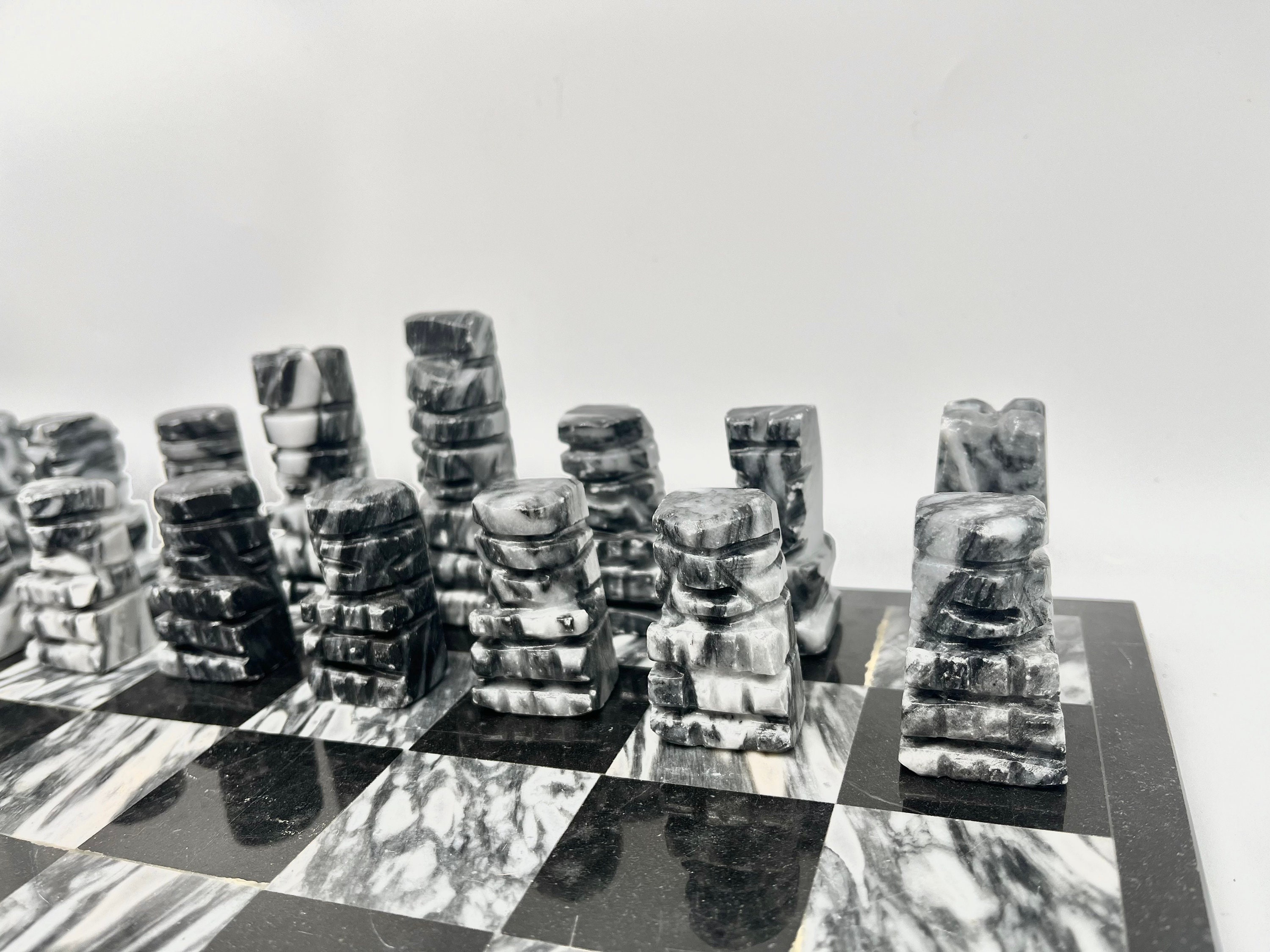 Black and Grey Marble Chess Set - Etsy