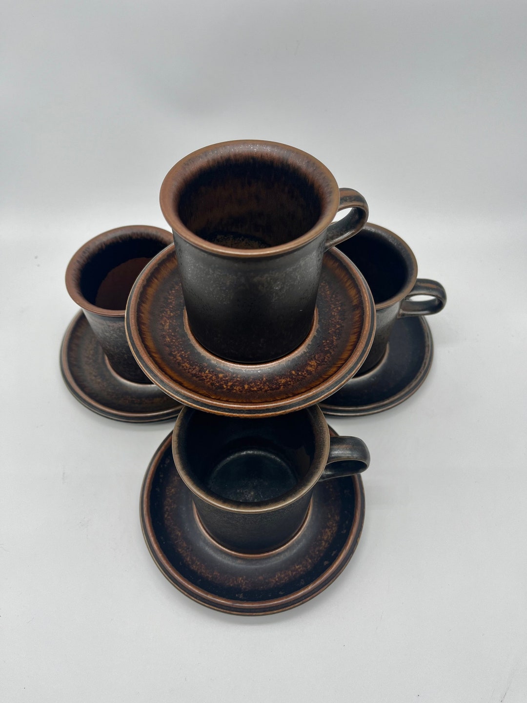 Arabia of Finland Ruska Demitasse Cups & Saucers Set of 4 - Etsy