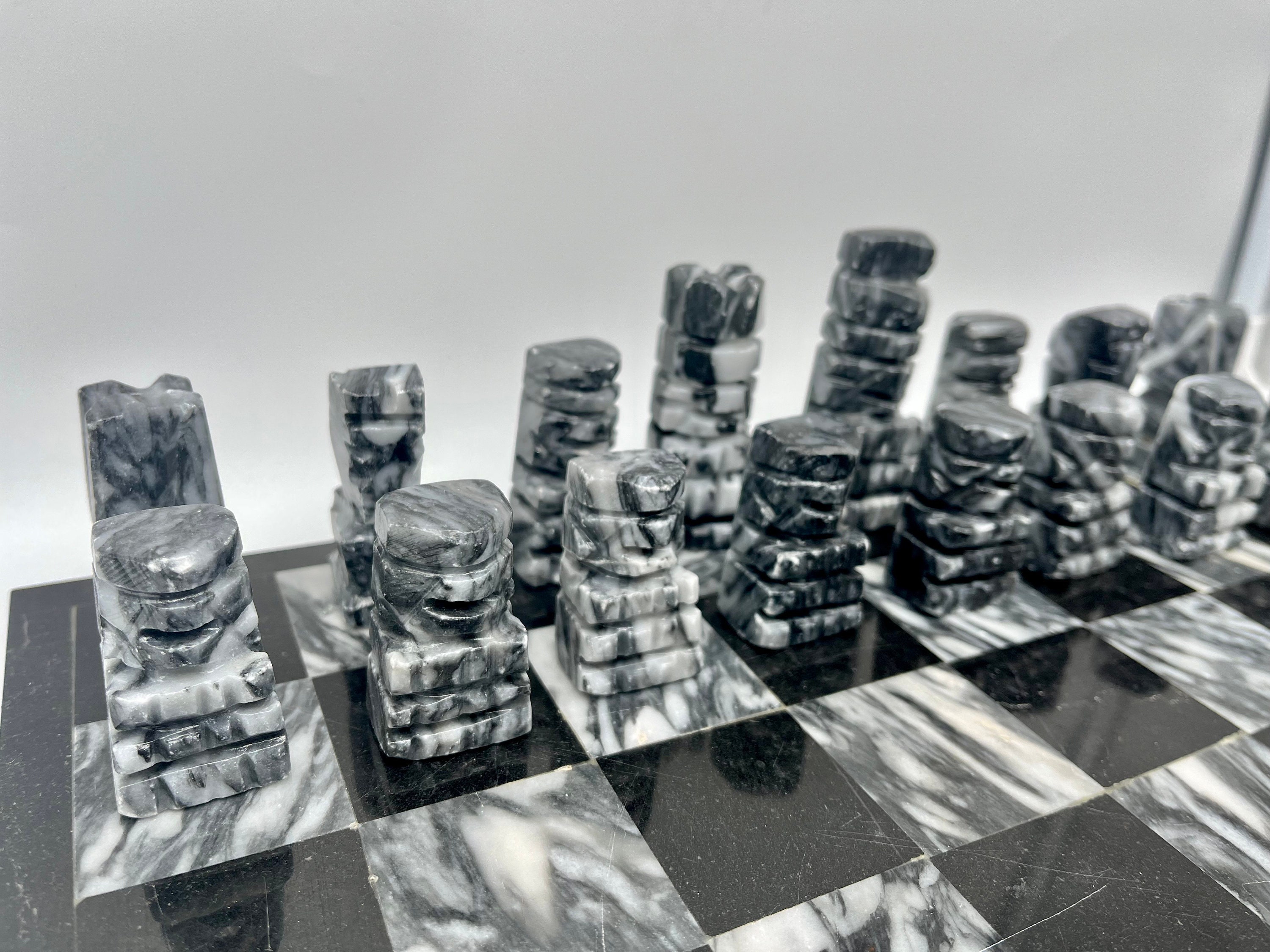 Black and Grey Marble Chess Set - Etsy