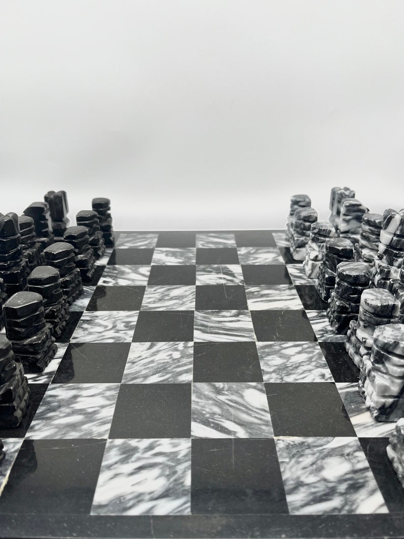 Black and Grey Marble Chess Set - Etsy