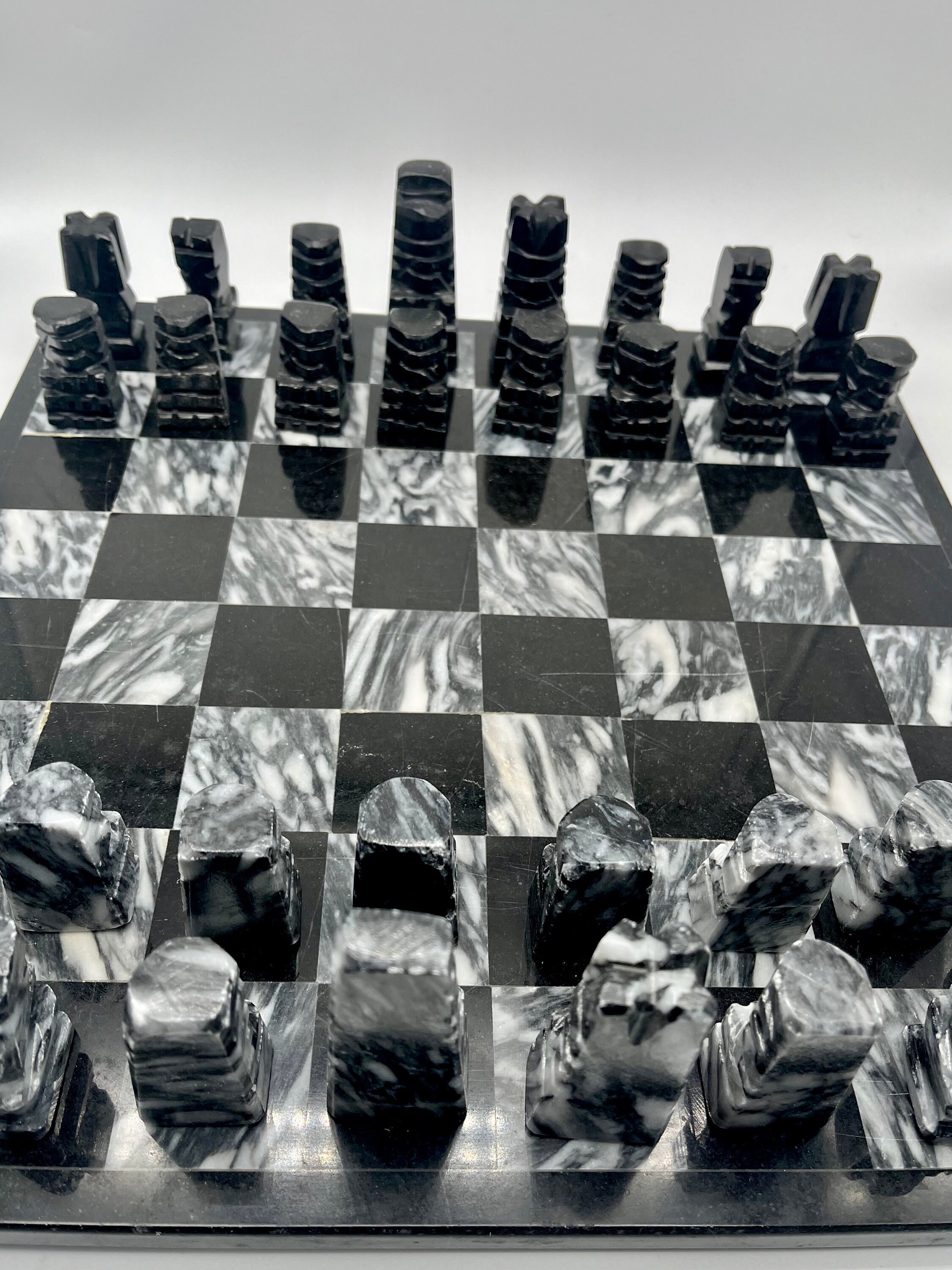 Black and Grey Marble Chess Set - Etsy