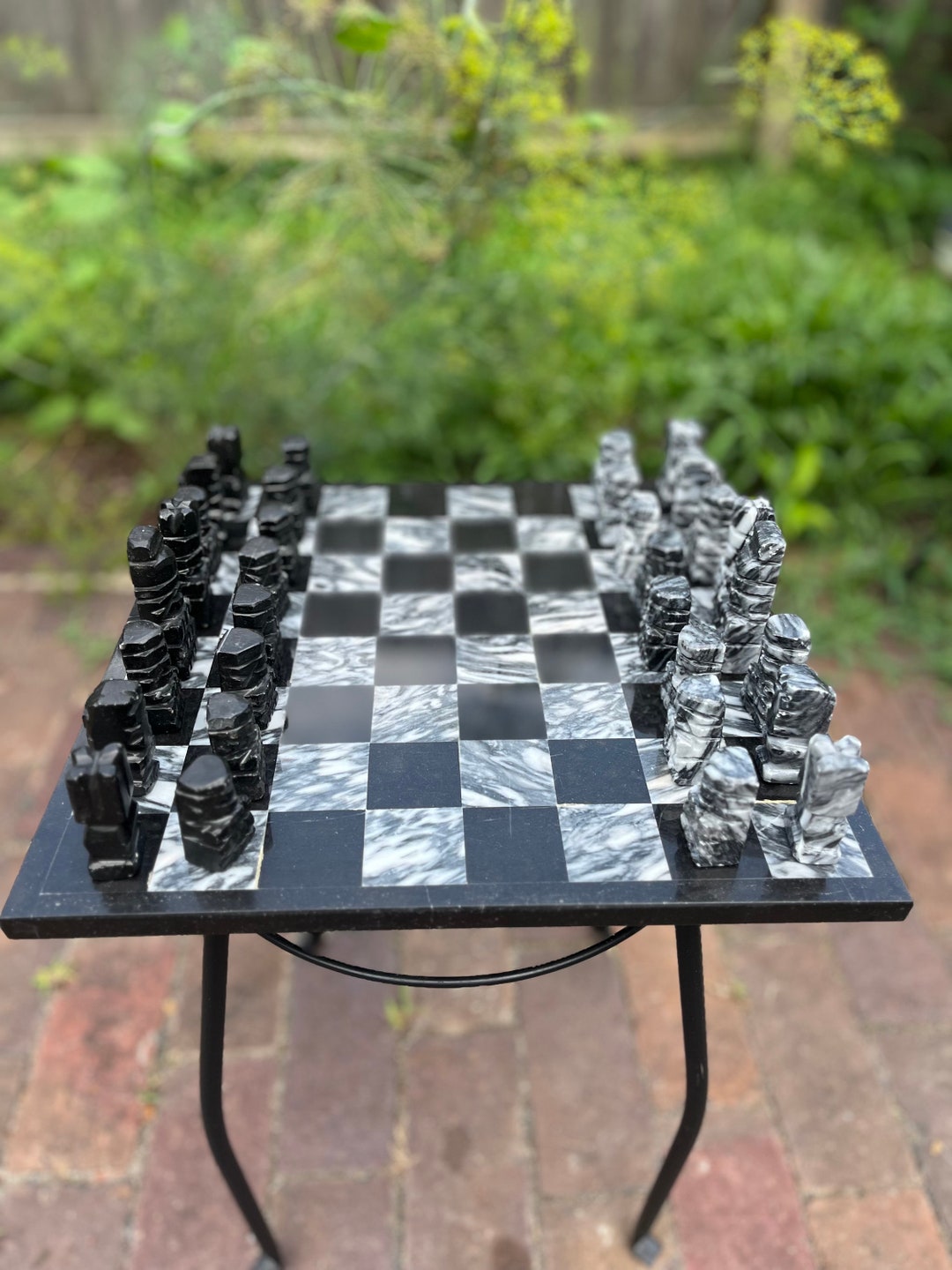 Black and Grey Marble Chess Set - Etsy