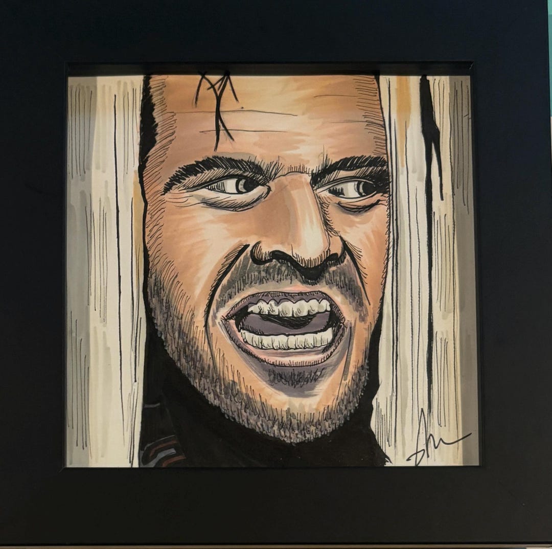 Framed 5x5 Inch the Shining Jack Torrance Original Drawing - One-of-a ...