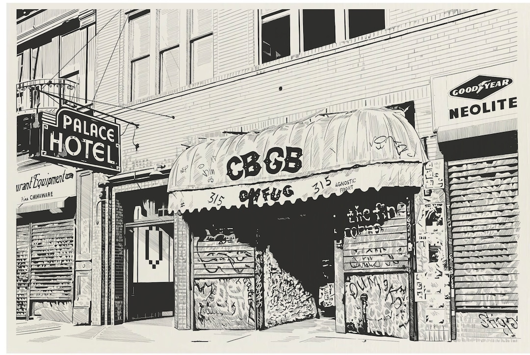Screen Printed "cbgb" Art Print Hand Drawn Methe Free US Shipping - Etsy