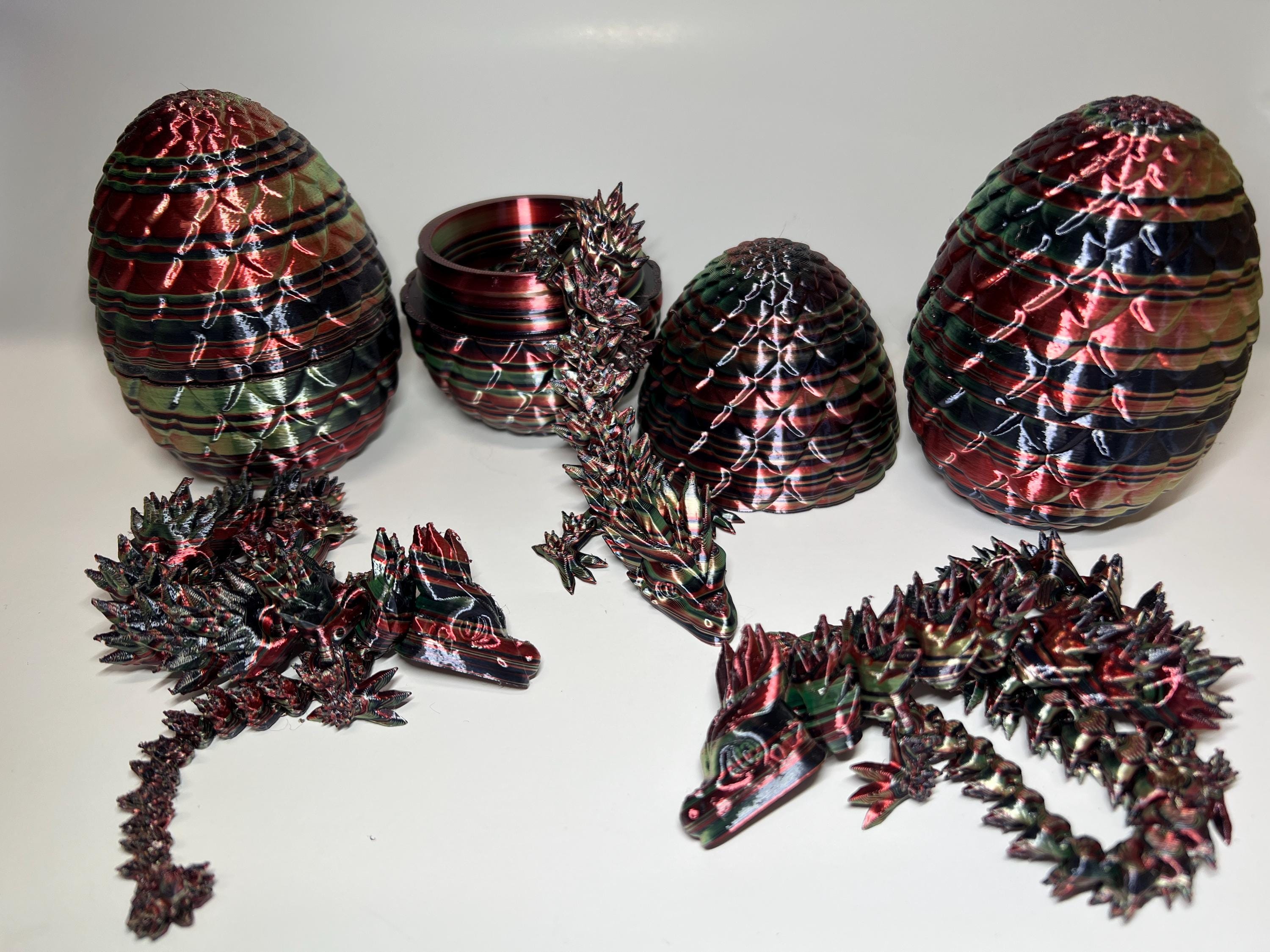 Crystal Dragon 3D Printed With Matching Dragon Egg - Fully Articulated ...