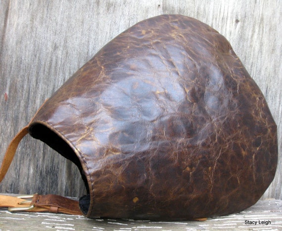 Items similar to Old World Distressed Marbled Cowhide Leather Hobo Bag ...