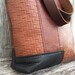 Leather Patchwork Carpetbag Tote in Distressed Chestnut and - Etsy Canada