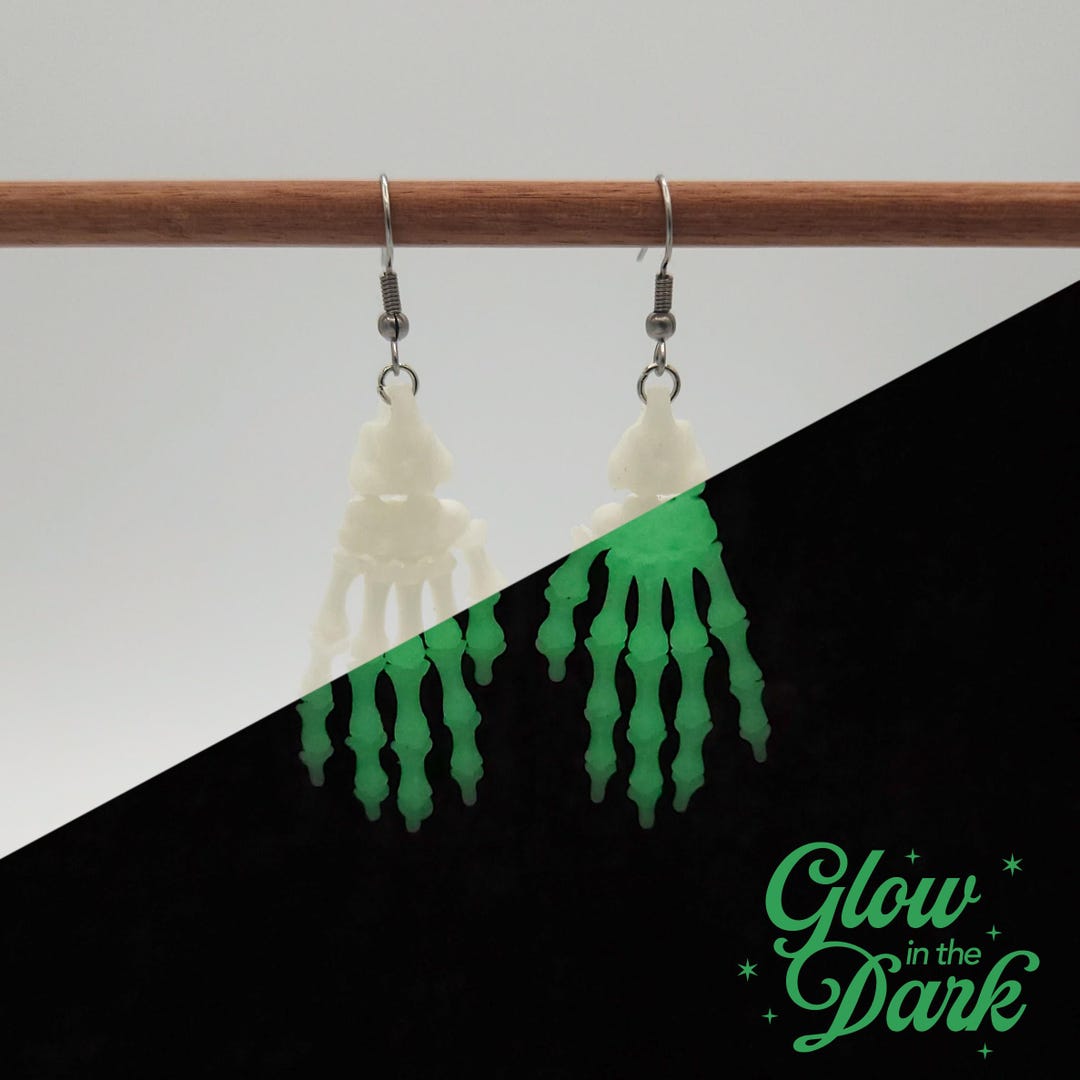 Glow in the Dark Skeleton Hand Earrings | Gothic Halloween Jewelry - Etsy