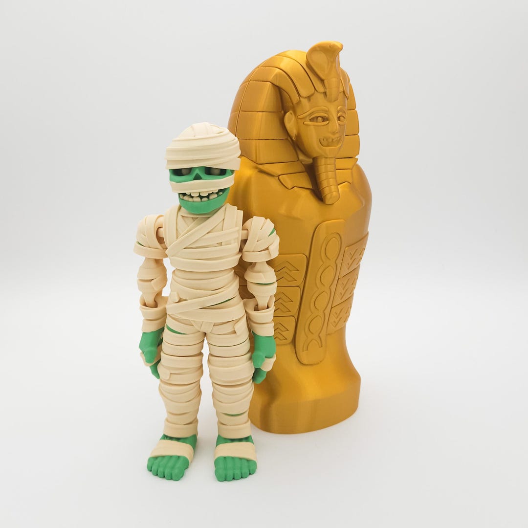 Articulated Mummy & Sarcophagus: Halloween Gothic Decor, Fidget Toy - Etsy
