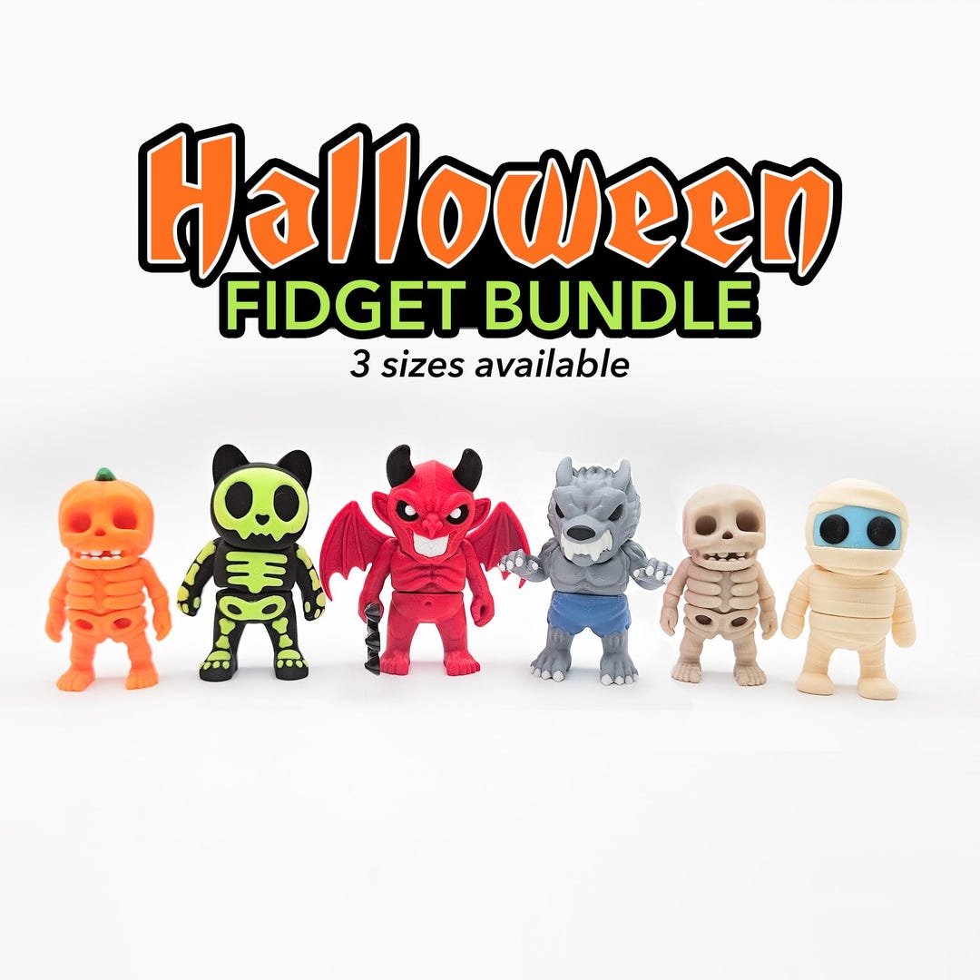 Halloween Fidget Set: Spooky 3D Printed Figures - Desk Decor, Sensory ...
