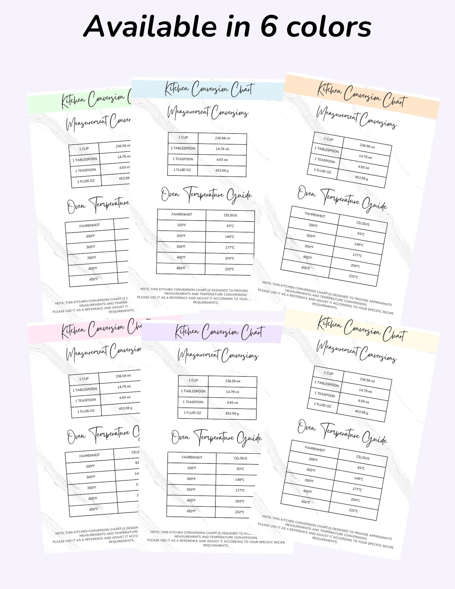 Kitchen Conversion Table, Food Planner, Health & Fitness, A4-a5-letter ...