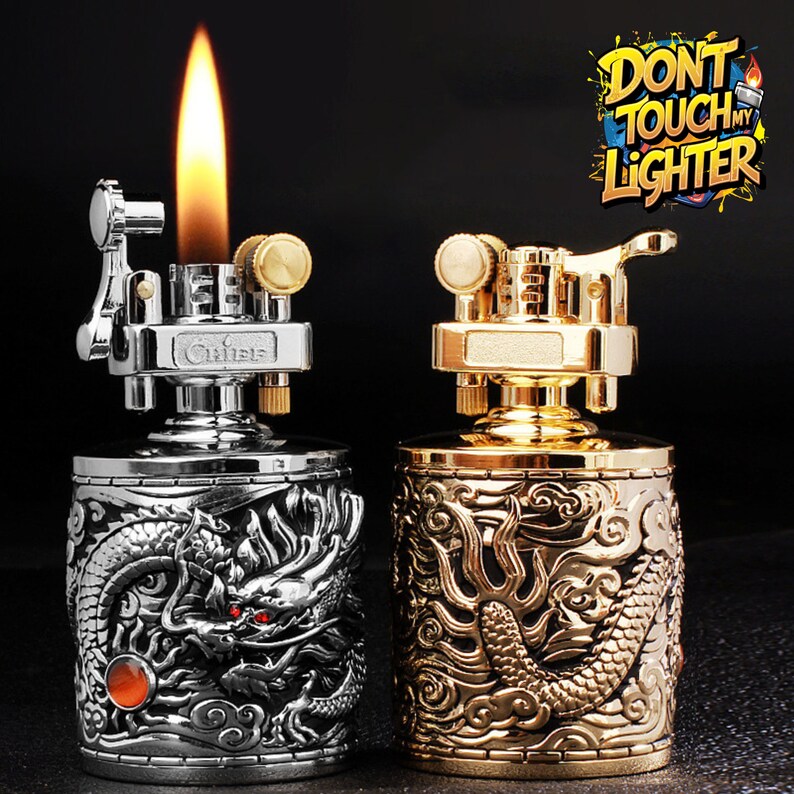 Classic Metal Dragon Lighter Gold Dragon Windproof Lighter Silver Dragon Kerosene Lighter Old ...
