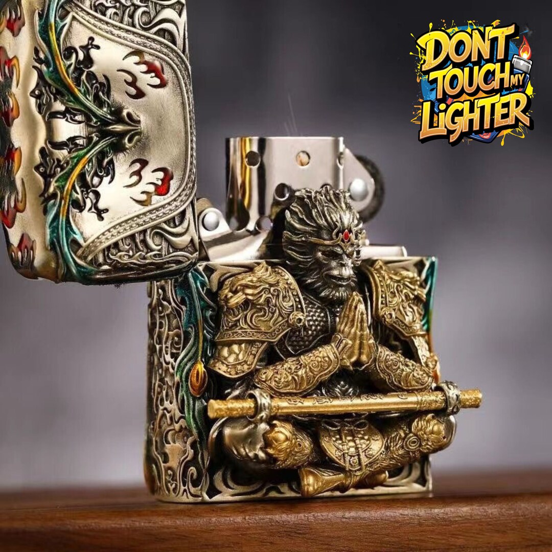 Monkey King Lighter Glow in the Dark Lighter Retro Brass Lighter Heavy ...