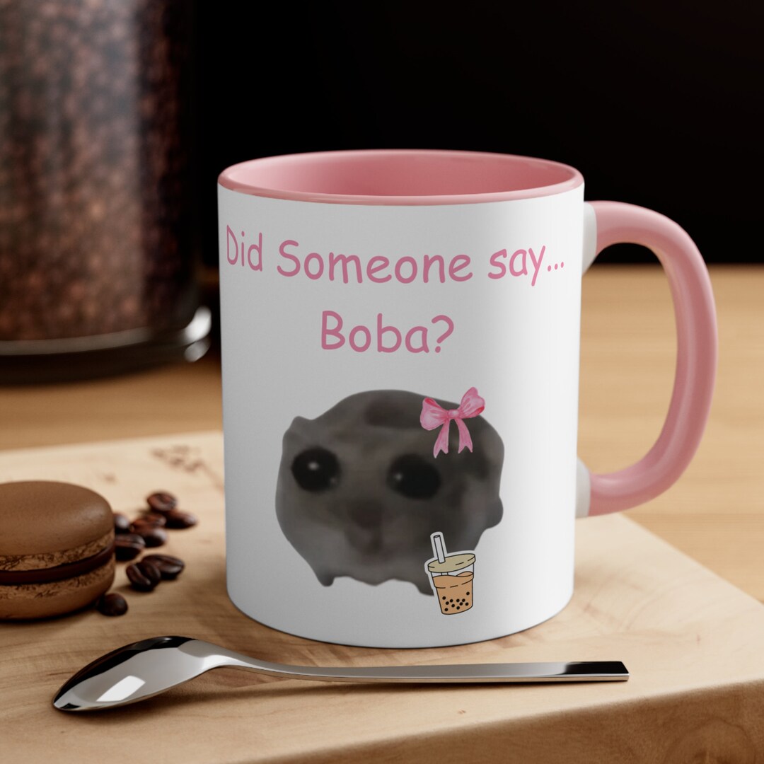 Boba Sad Hamster Meme Pink Coffee Mug, 11oz, Gift for Girls ...