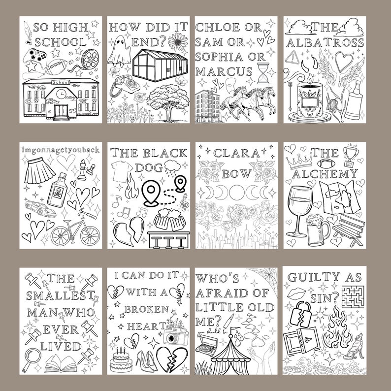 Swift Inspired Coloring Book TTPD PDF Instant Download Party Ideas ...