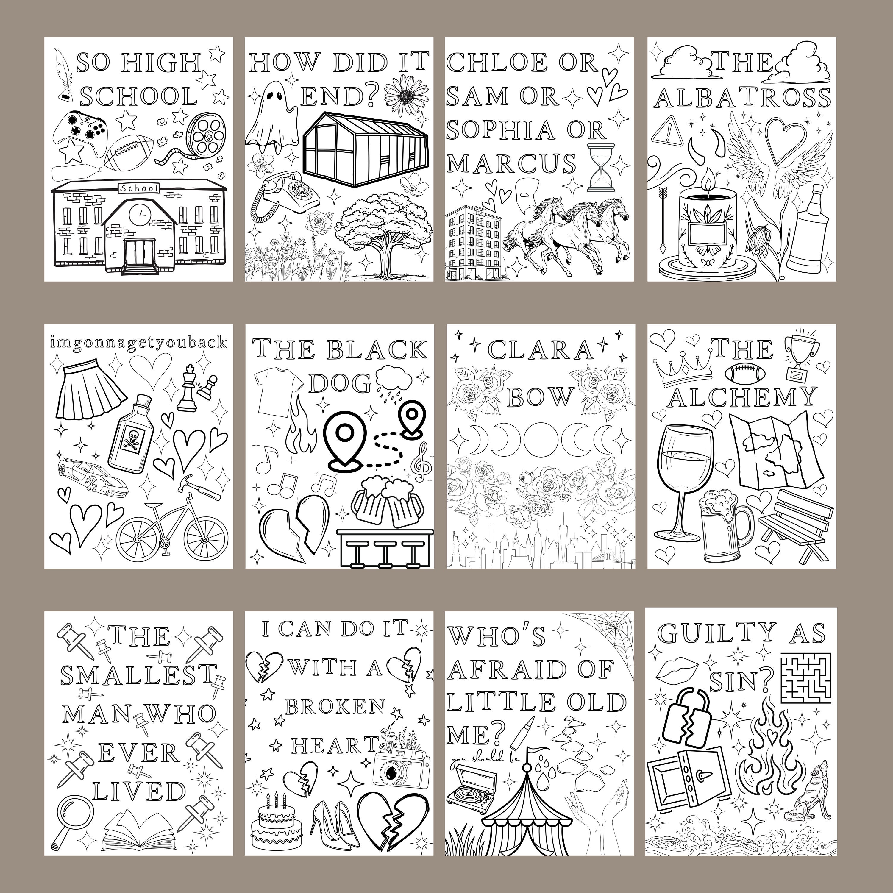 Swift Inspired Coloring Book TTPD PDF Instant Download Party Ideas ...