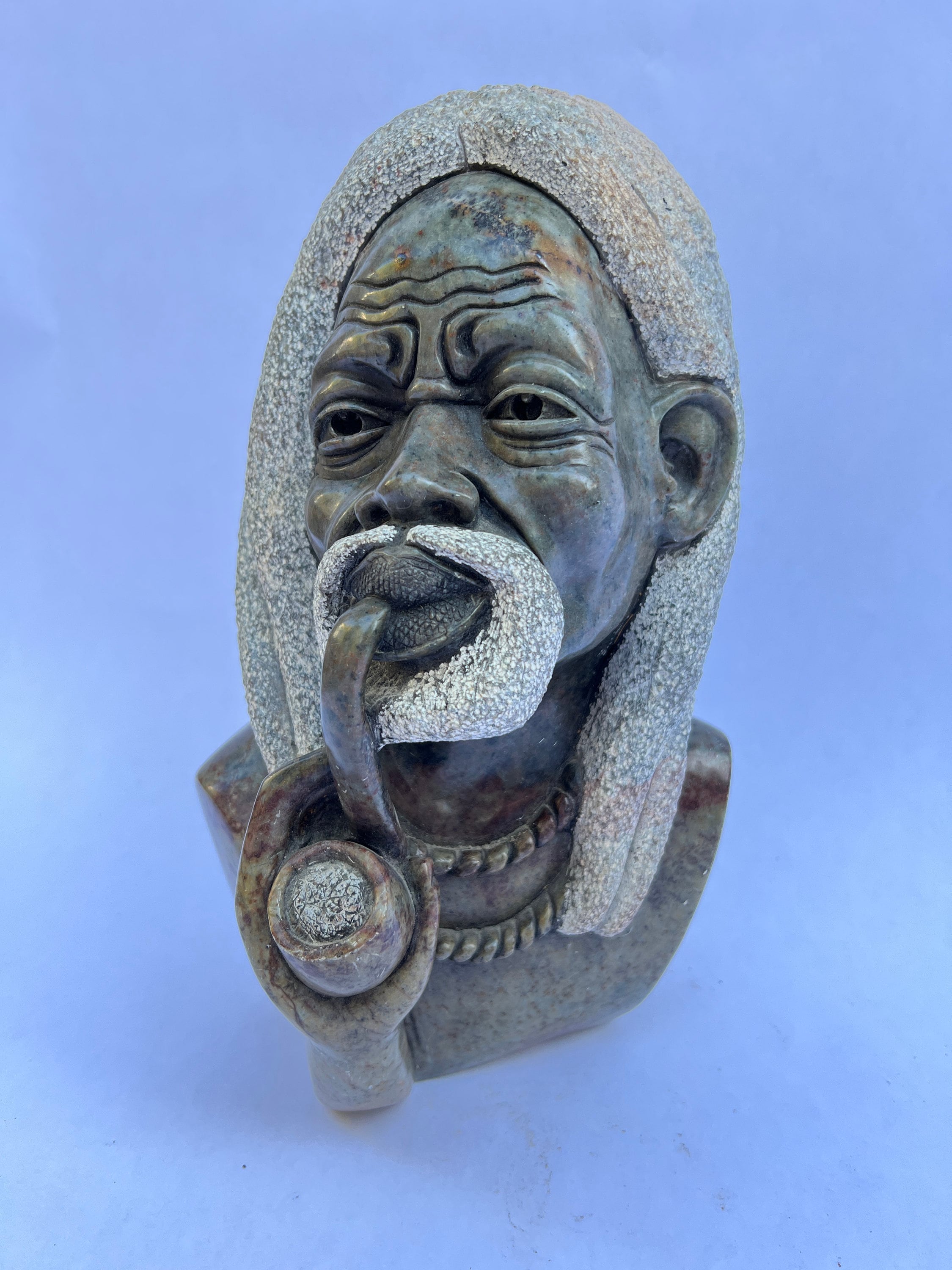 Denis Gatsi Rasta Man Shona Stone Carved Male Bust Handmade in Zimbabwe ...