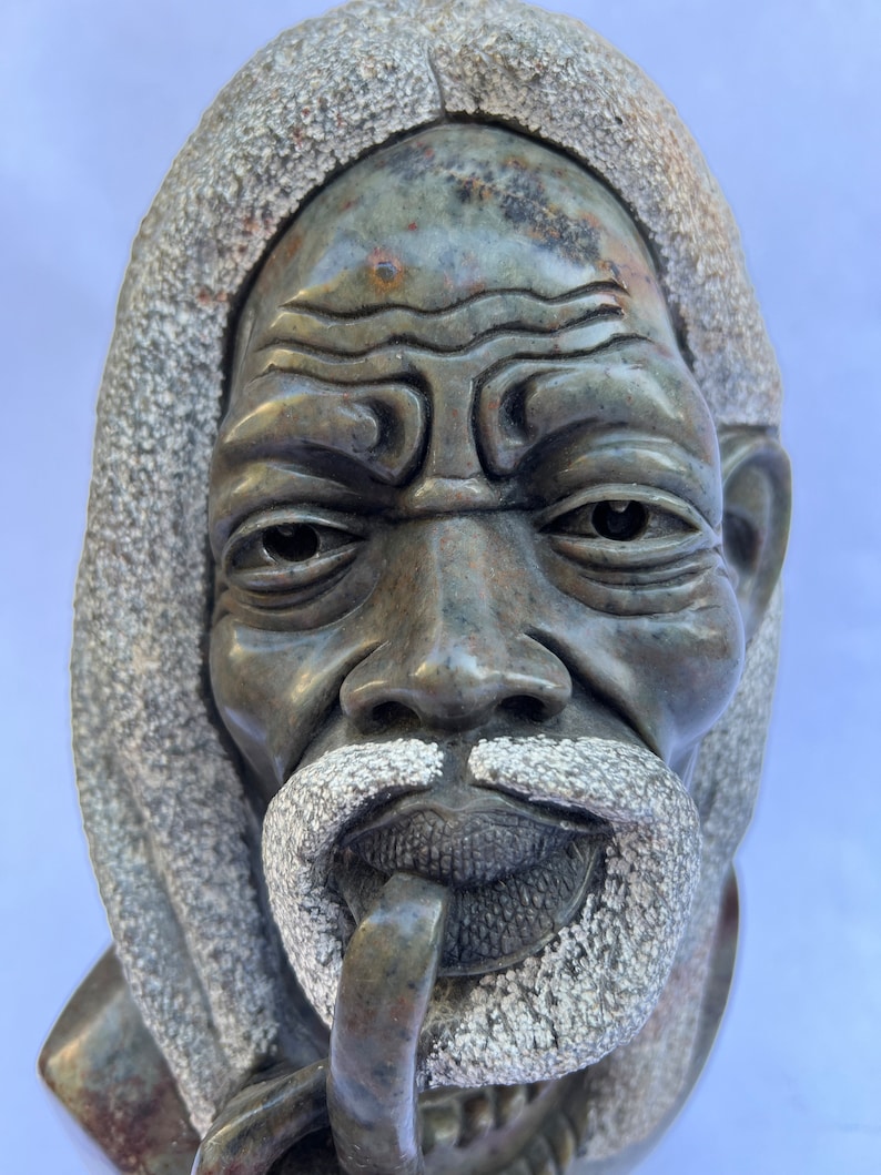 Denis Gatsi - Rasta Man - Shona Stone Carved Male Bust Handmade in ...