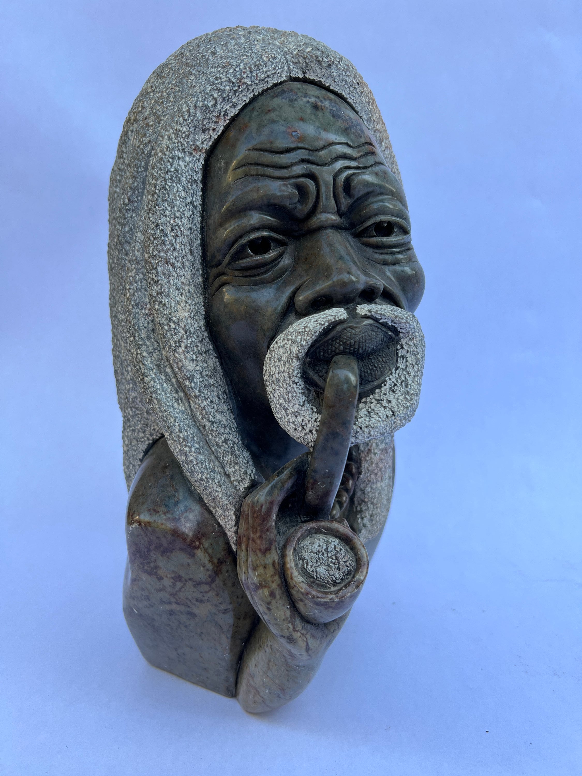 Denis Gatsi Rasta Man Shona Stone Carved Male Bust Handmade in Zimbabwe ...