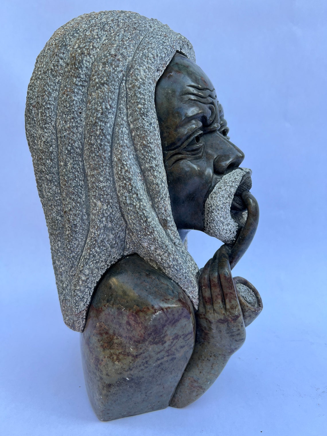 Denis Gatsi - Rasta Man - Shona Stone Carved Male Bust Handmade in ...