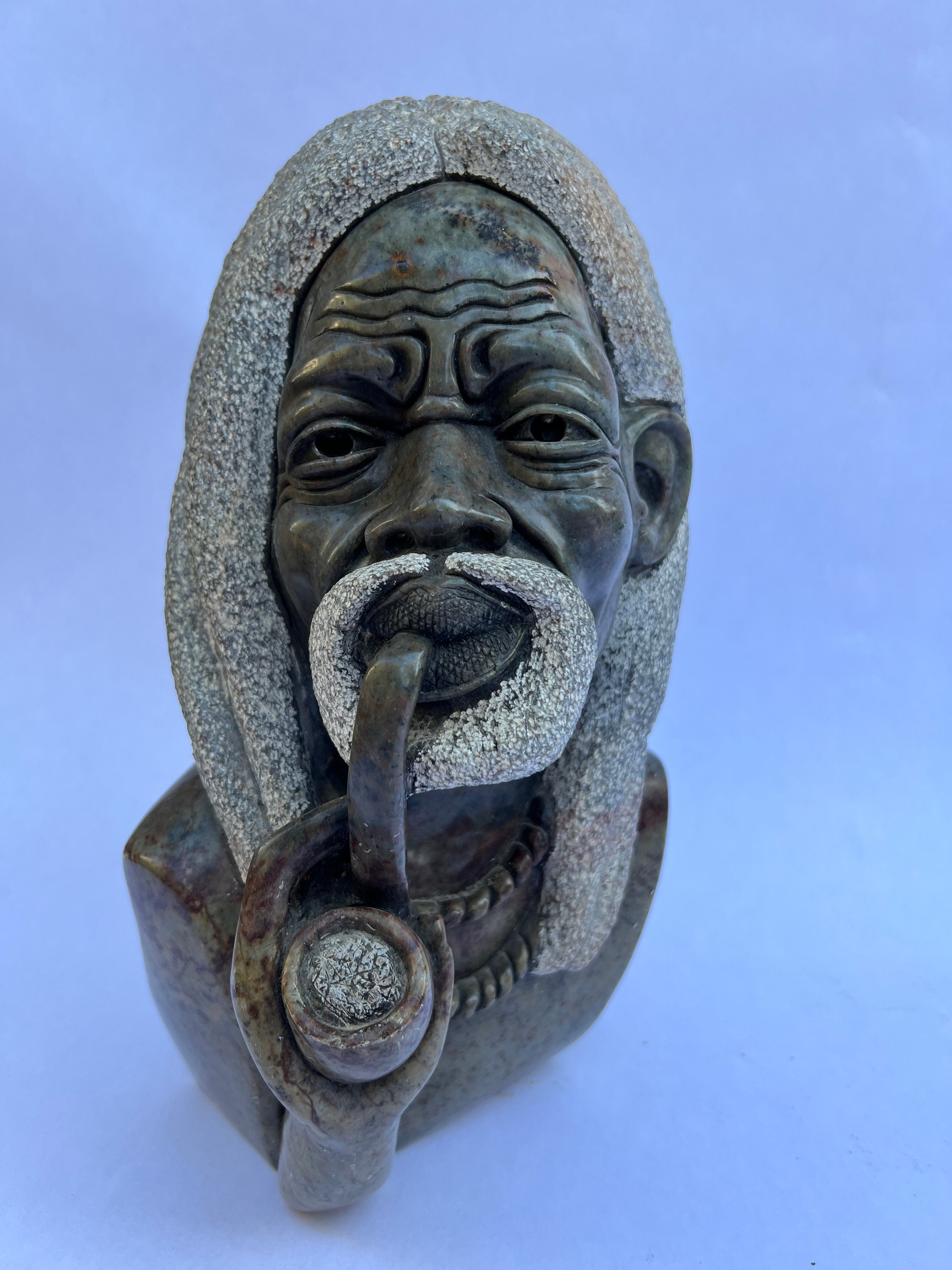 Denis Gatsi Rasta Man Shona Stone Carved Male Bust Handmade in Zimbabwe ...