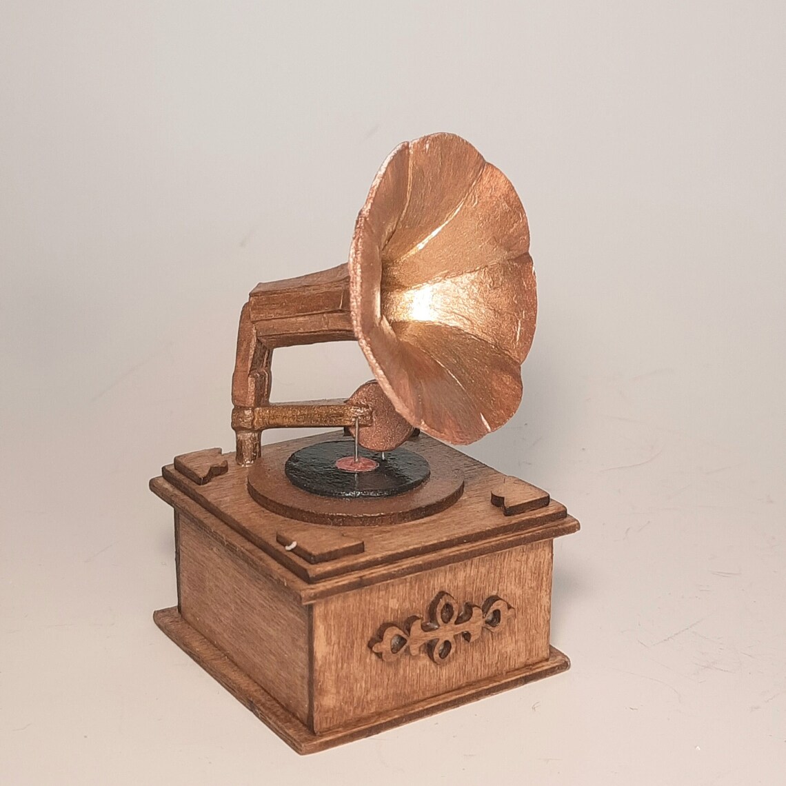 Vintage Gramophone Dollhouse Miniature on a Scale of 1:12, Handmade and ...