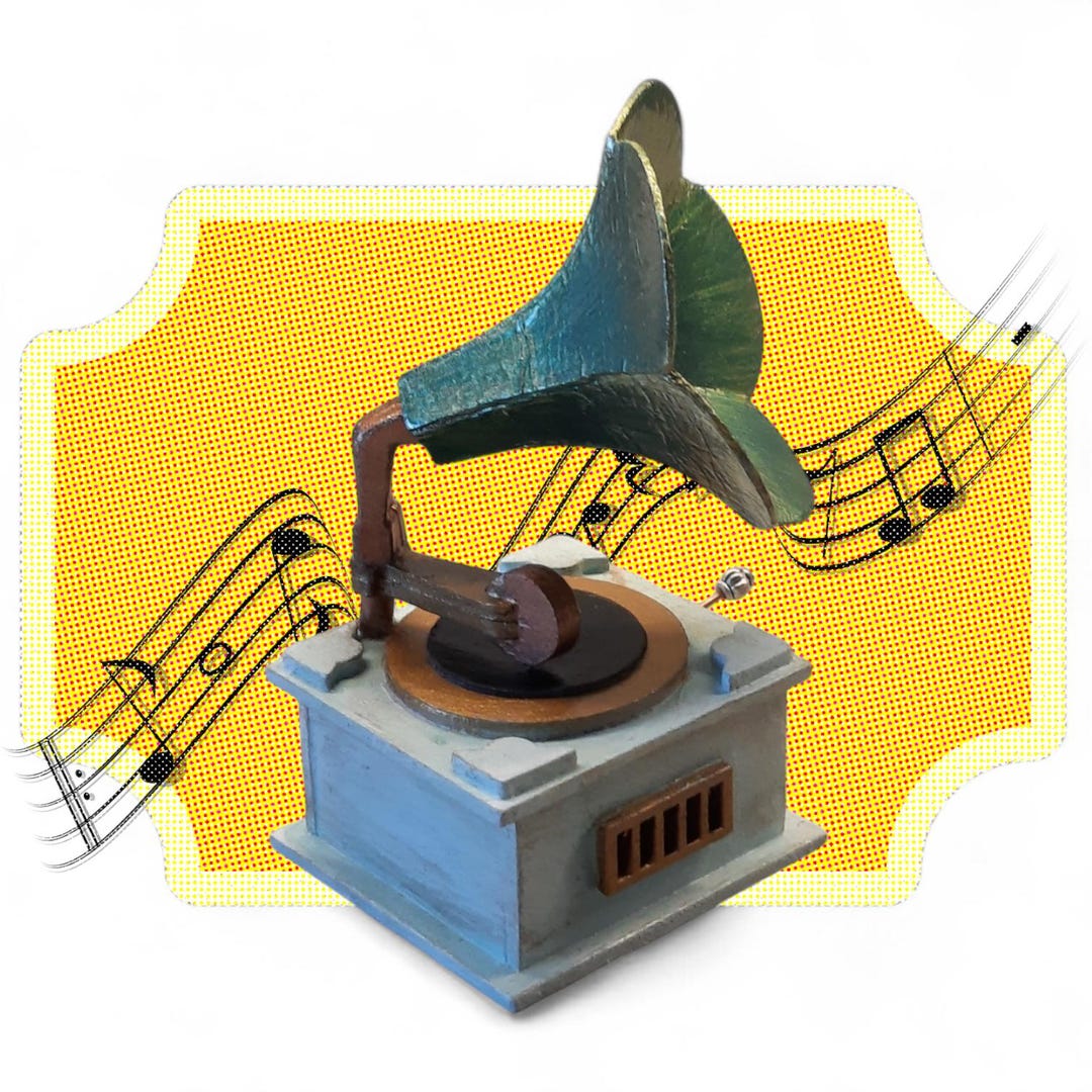 Unique Miniature Dollhouse Vintage Gramophone, Music Box, on Scale 1:12 ...
