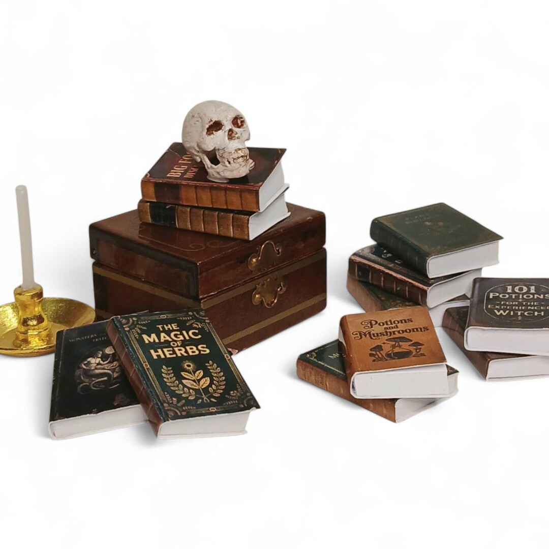 Set of 1:12 Scale Miniature Books on the Topic of Occult Sciences ...