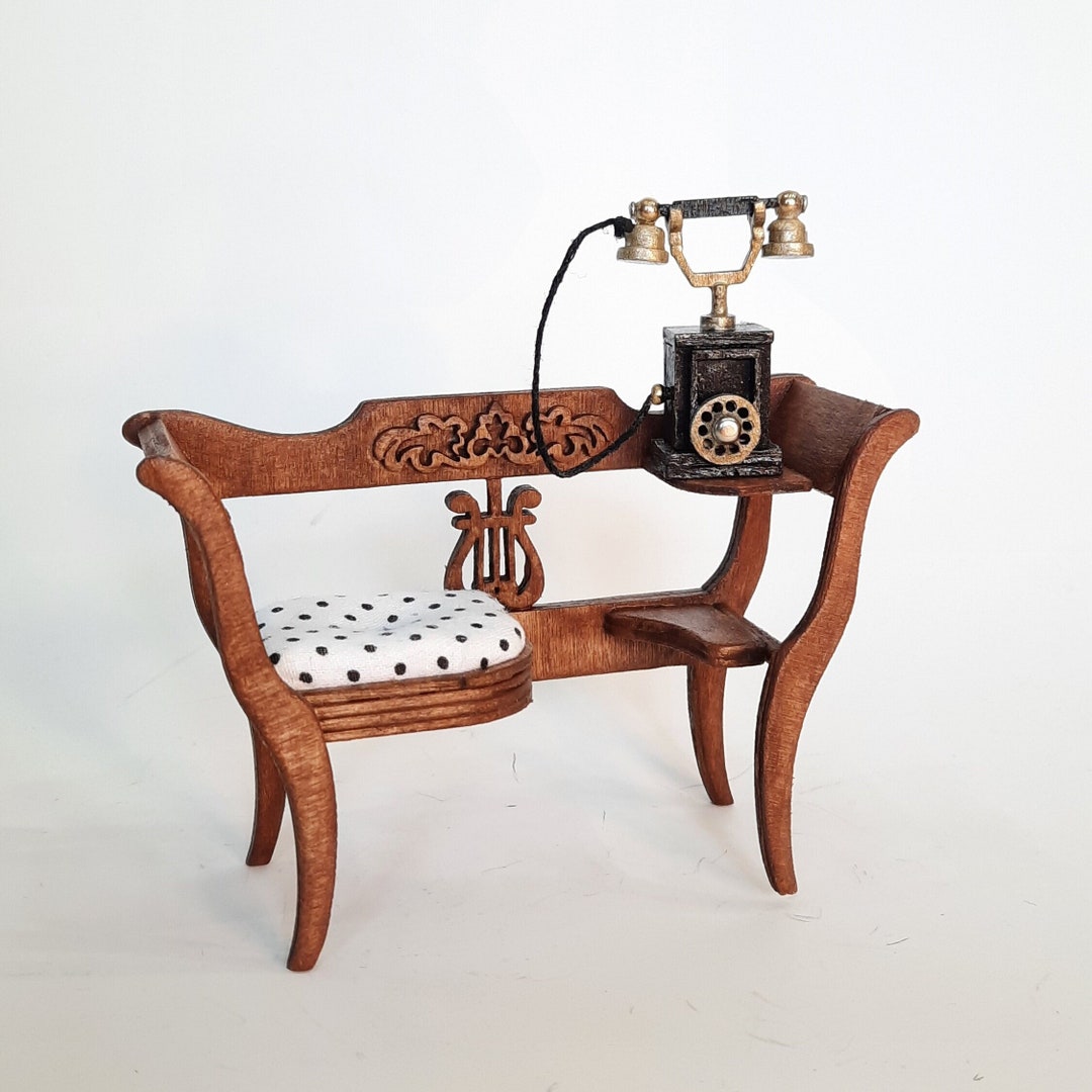 Miniature Vintage Telephone Bench in 1:12 Scale, Gossip Bench, Handmade ...