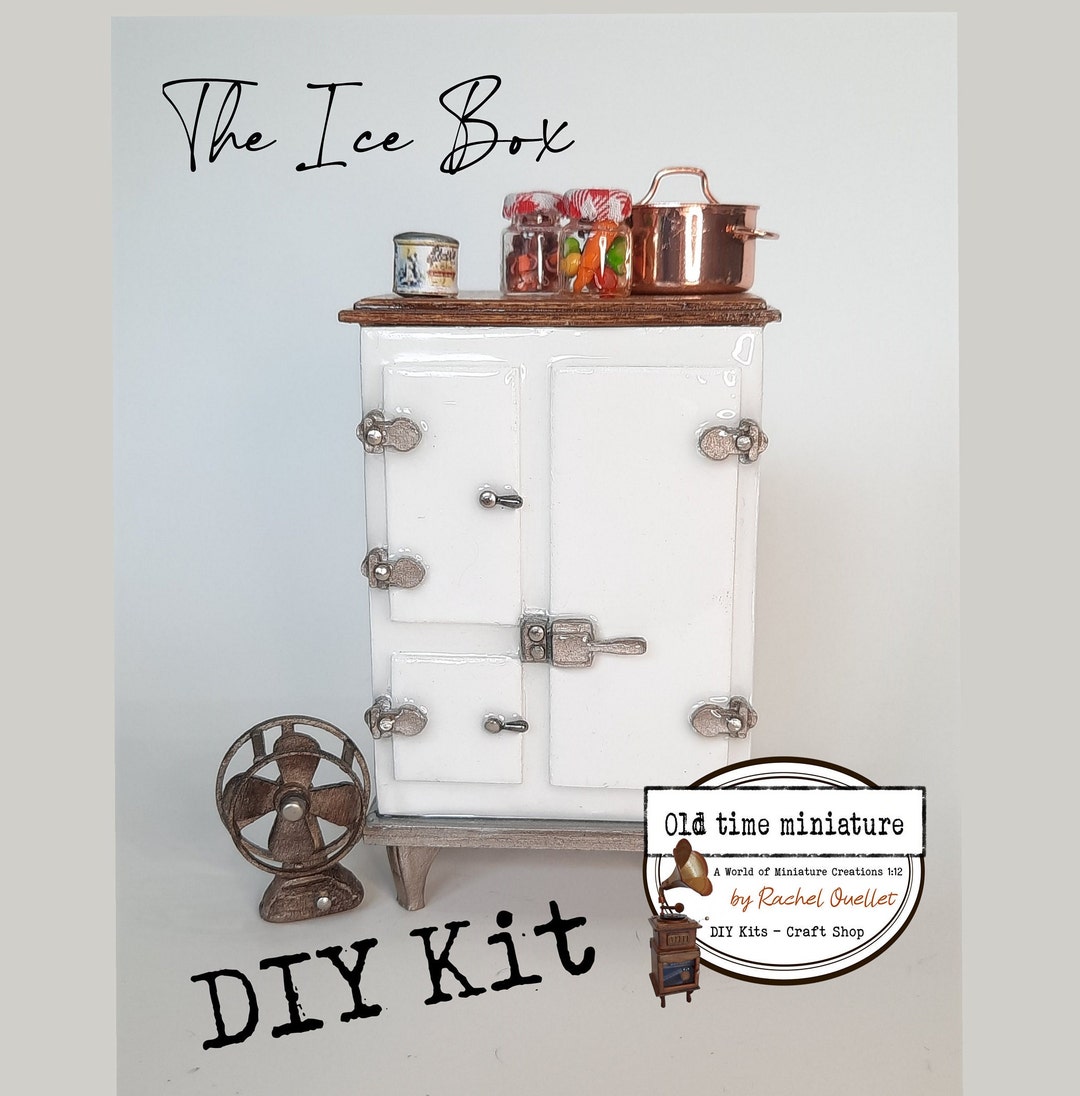 DIY Kit of a Vintage Miniature Ice Box, Fridge, Refrigerator, Scale of ...