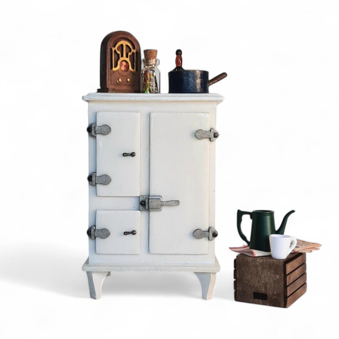 Unique Miniature Dollhouse Vintage 1920's Ice Box, Frige, Refrigerator ...