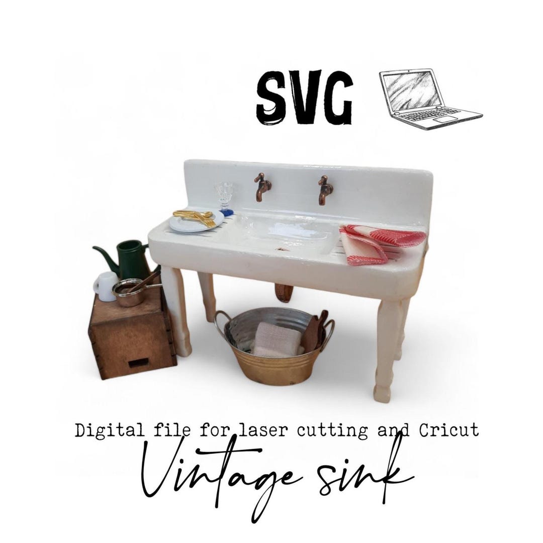 Vintage Pedestal Kitchen Sink SVG File – Digital Download | Laser Cut ...