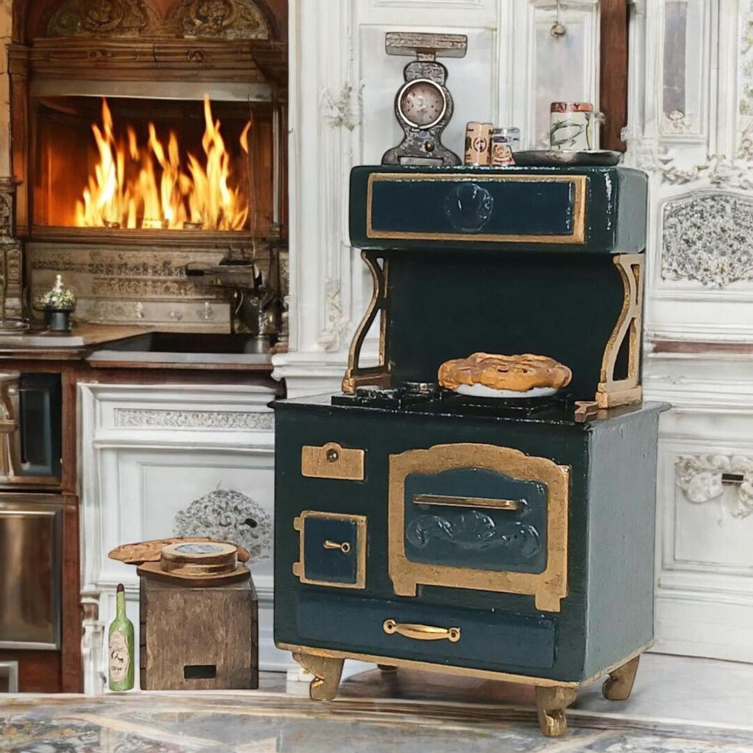Vintage Wood Stove Miniature, Old Oven, Wood-fired Kitchen Ovens, on ...