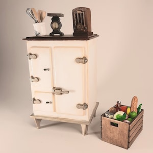 DIY Kit of a Vintage Miniature Ice Box, Fridge, Refrigerator, Scale of ...