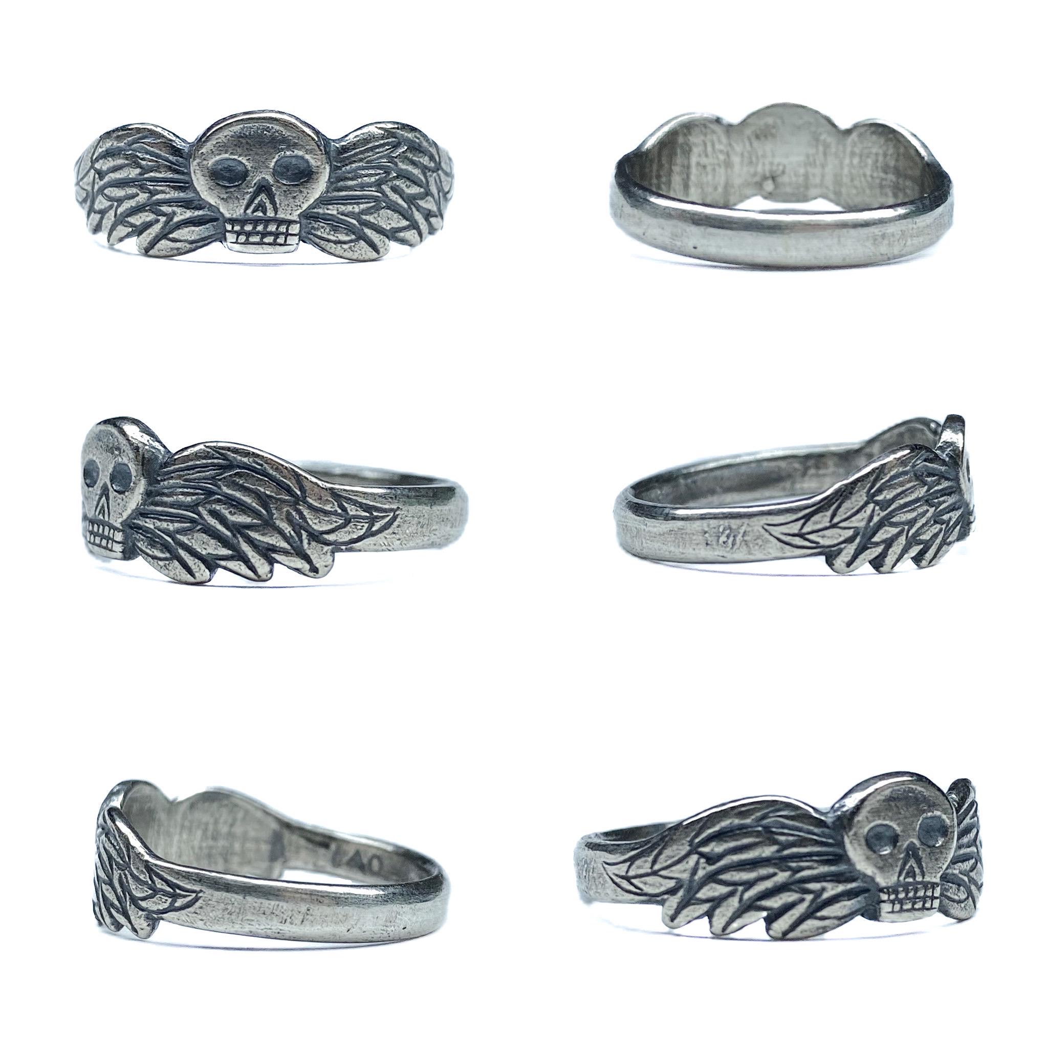 Wide Band Taphophile Ring in Sterling Silver Memento Mori Skull - Etsy