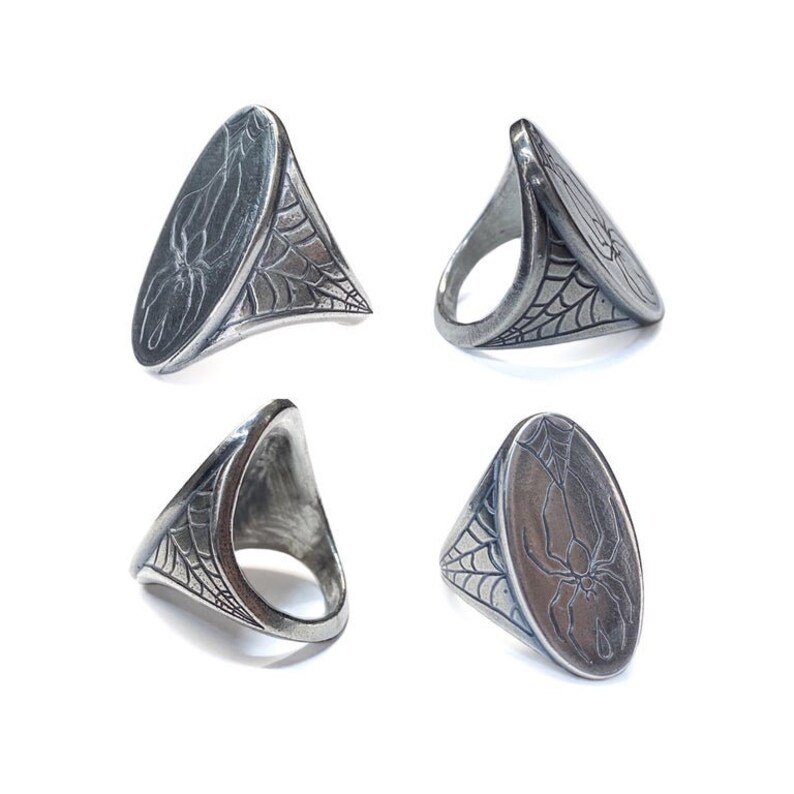 DG+AO Collection: Spider Web Signet Ring in Sterling Silver - Etsy
