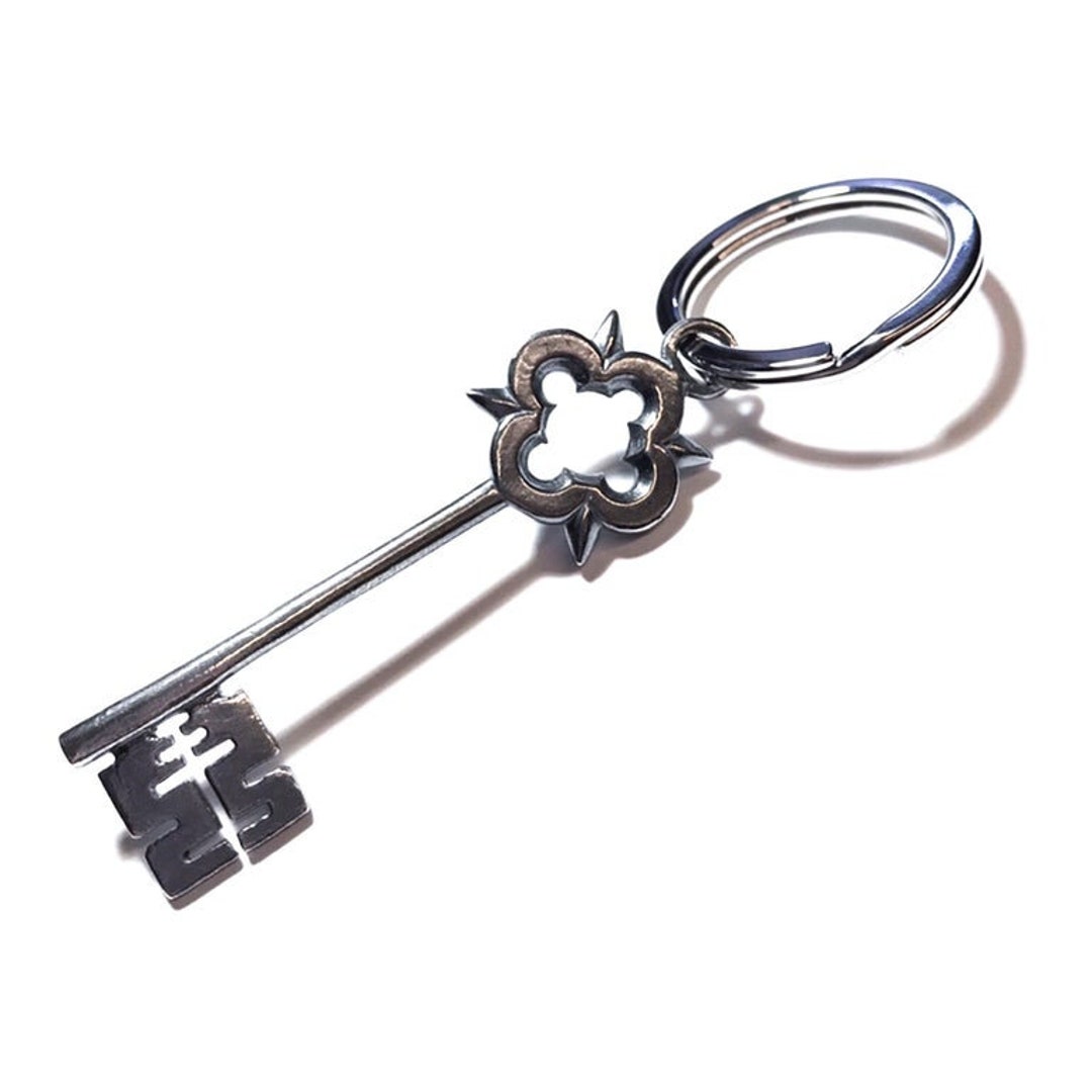 Skeleton Key Keychain in Sterling Silver Steel - Etsy
