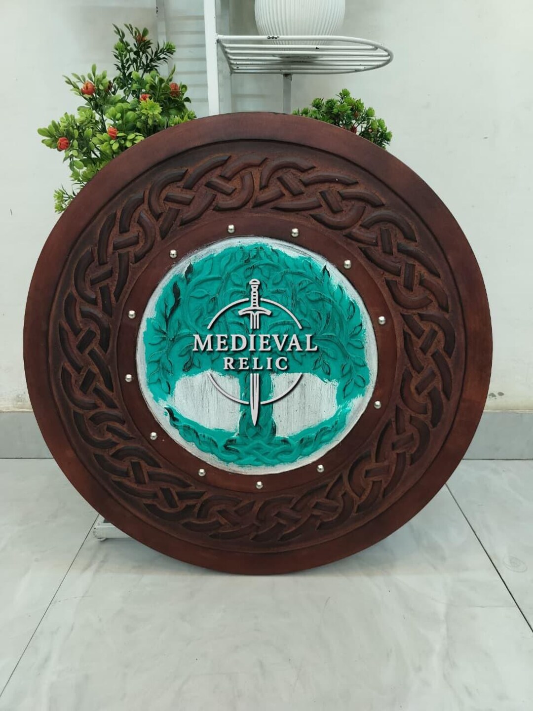 Yggdrasil Norse Tree of Life Carved Viking Shield Handcrafted Warrior ...