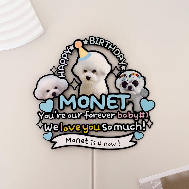 Korean Cake Topper Custom Personalized Dog Cat Photo Topper Baekil Dohl ...