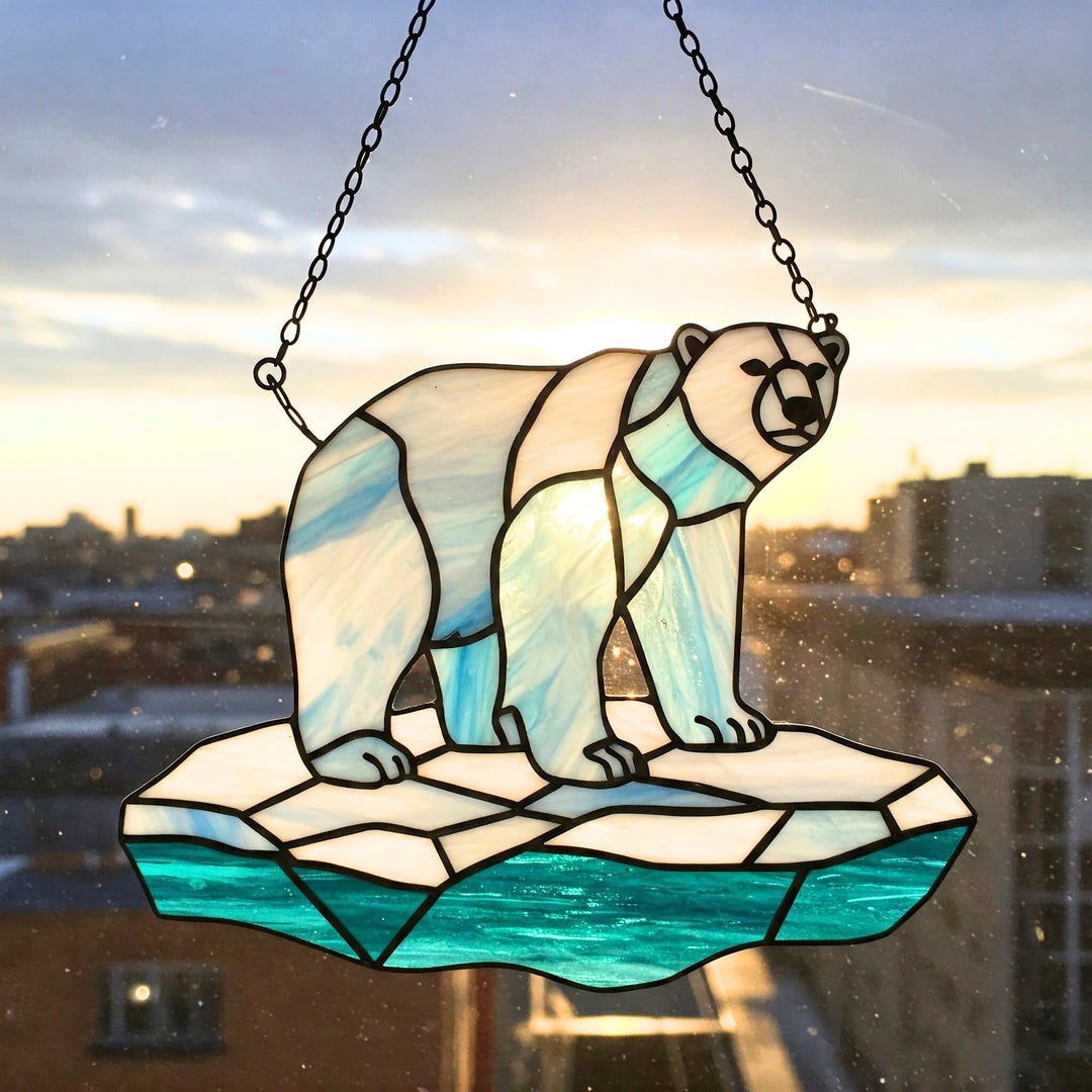 Polar Bear Stained Glass Suncatcher Pattern: DIY Home Decor (PDF) - Etsy