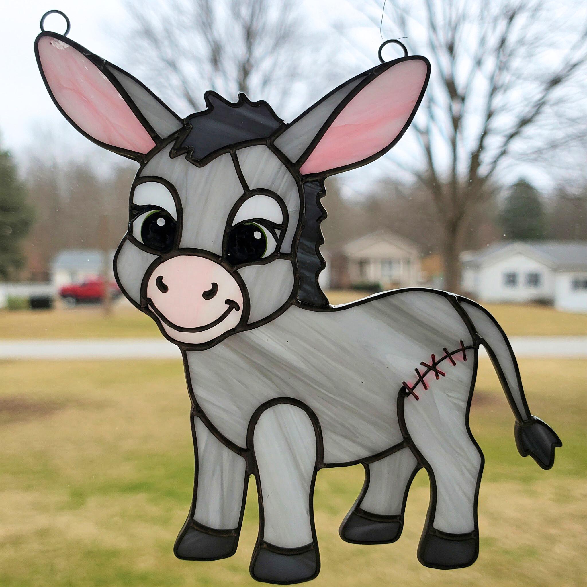 Donkey Stained Glass Pattern, Cute Donkey Stained Glass Suncatcher, DIY ...